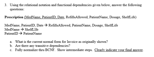 3. Using the relational notation and functional | Chegg.com