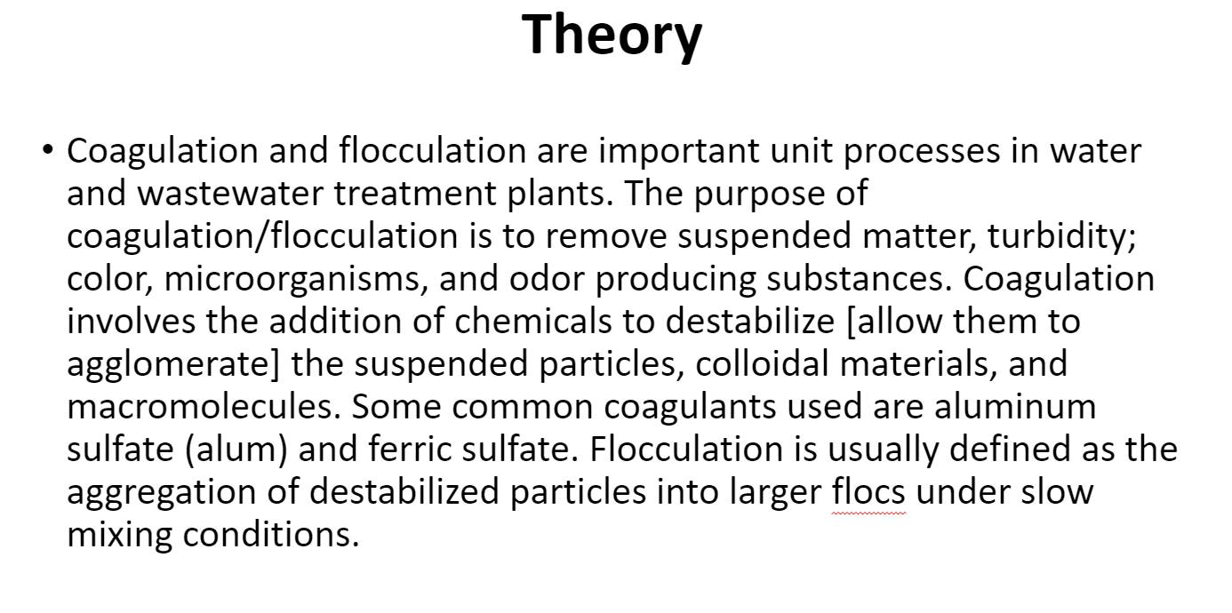 Solved Theory • Coagulation and flocculation are important | Chegg.com