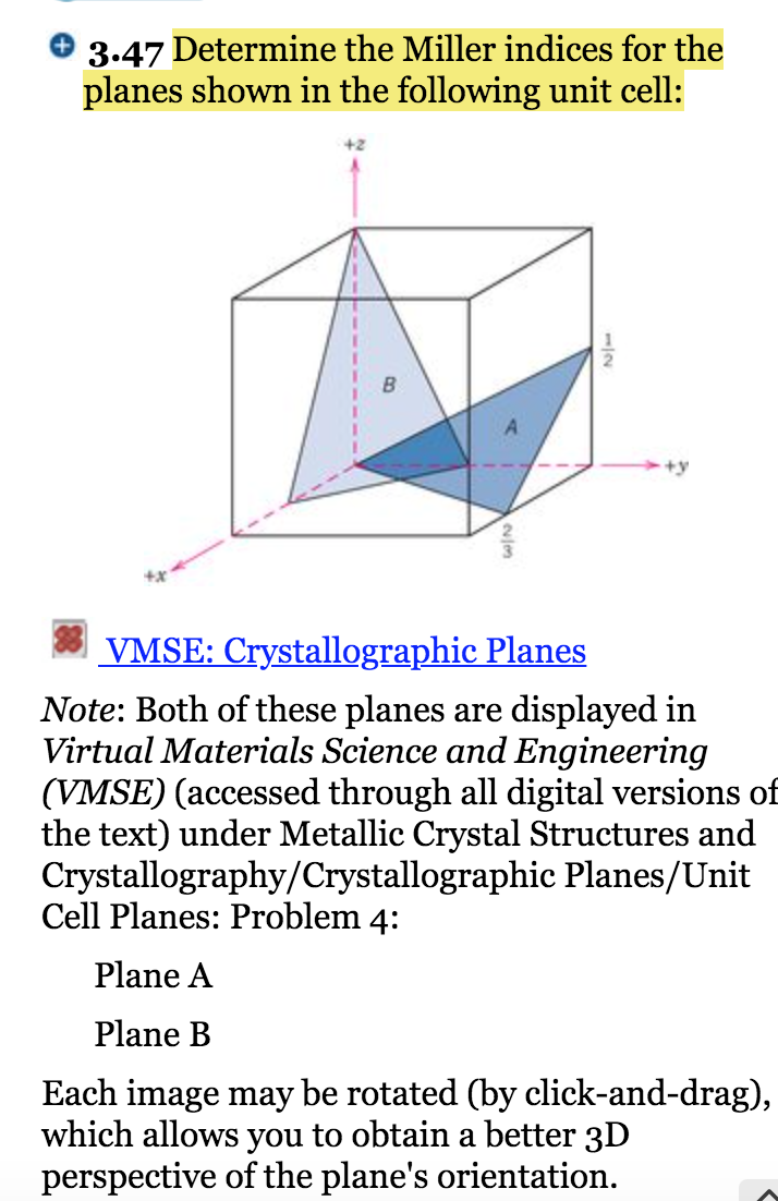 Solved 3:47 Determine the Miller indices for the planes | Chegg.com