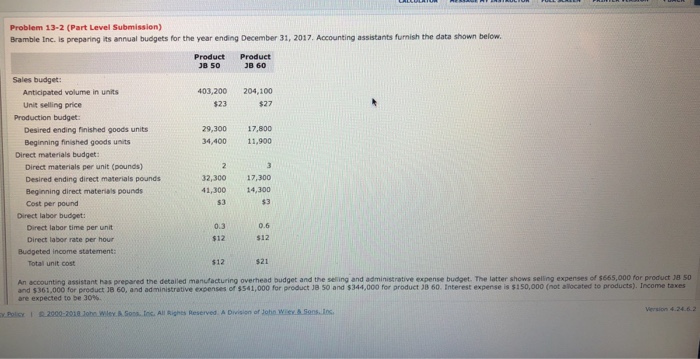 Solved Problem 13-2 (Part Level Submission) Bramble Inc. is | Chegg.com