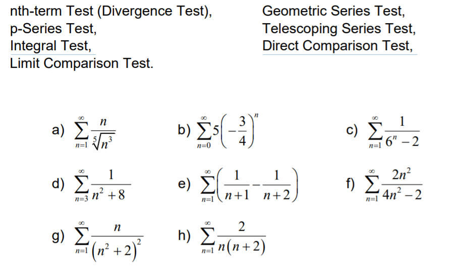 Solved nth-term Test (Divergence Test), p-Series Test, | Chegg.com
