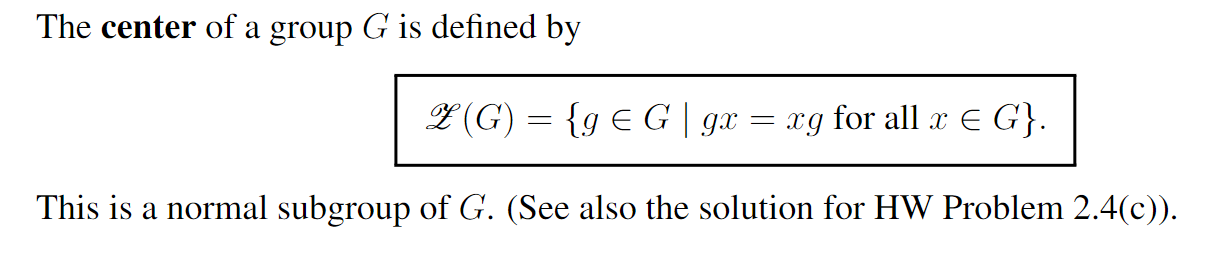 Solved The center of a group G is defined by Z(G)={g∈G∣gx=xg | Chegg.com