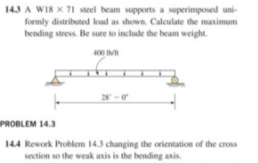 Solved 14.3 A W18 ×71 steel beam supports a superimposed | Chegg.com
