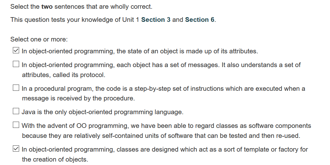 Solved Select the two sentences that are wholly correct. | Chegg.com