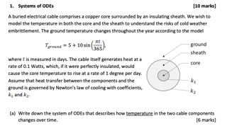 Solved 1. Systems of ODEs [10 marks] A buried electrical | Chegg.com