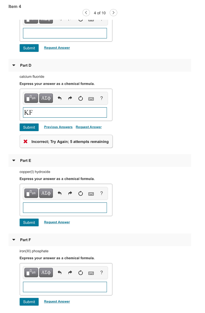 Solved Item 4 4 of 10 > Submit Request Answer Part D calcium | Chegg.com