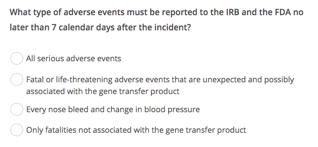 Solved What type of adverse events must be reported to the | Chegg.com