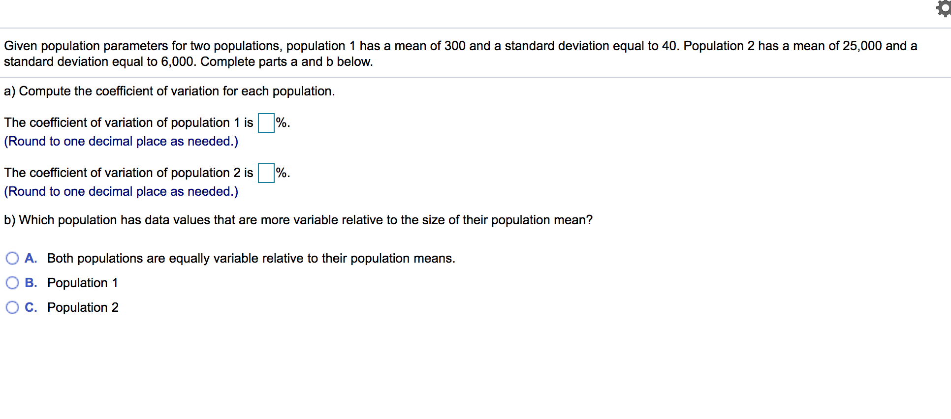Solved Given population parameters for two populations, | Chegg.com
