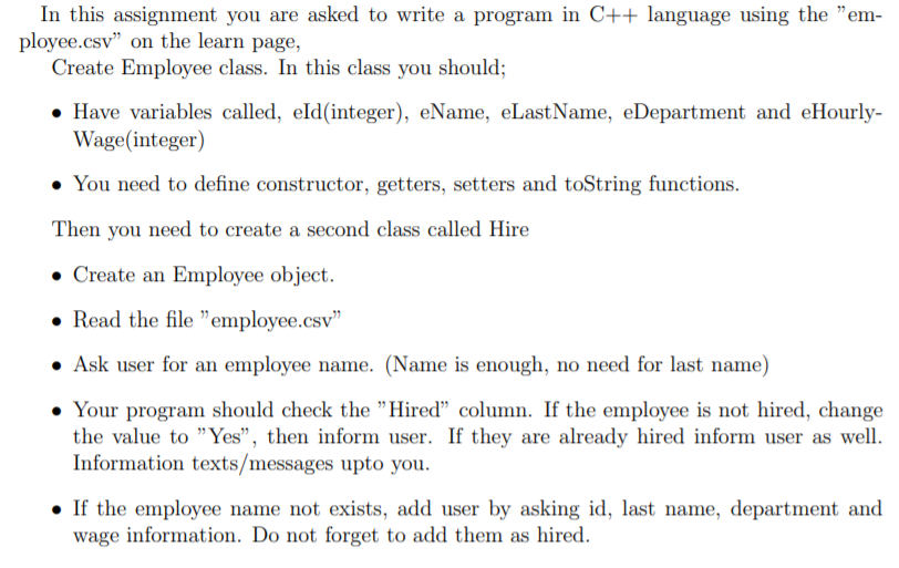The assignment has to be done by c++, the file | Chegg.com