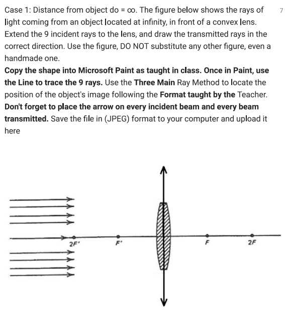 Solved Case 1: Distance from object do =∞. The figure below | Chegg.com