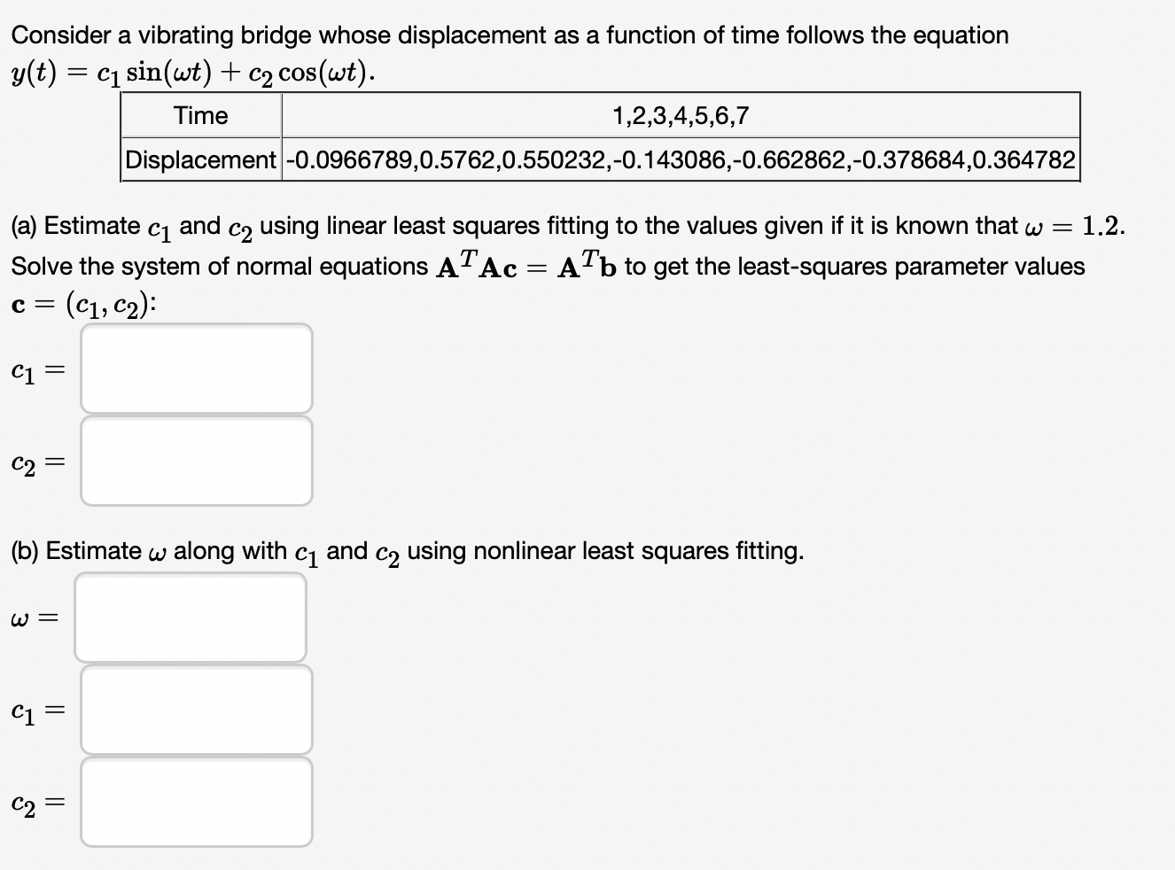 Solved Consider a vibrating bridge whose displacement as a | Chegg.com