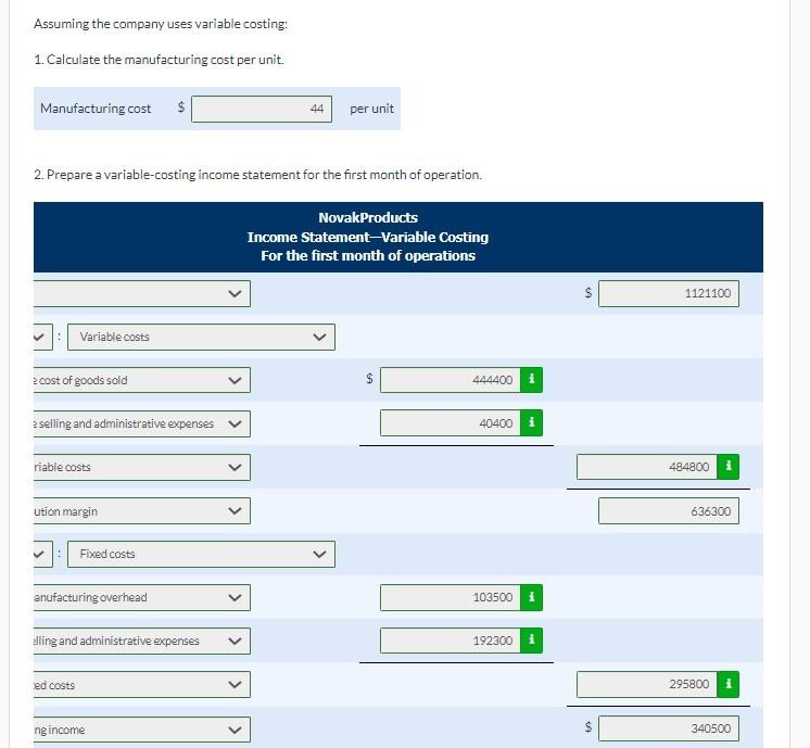 Solved Novak Products manufactures and sells a variety of | Chegg.com