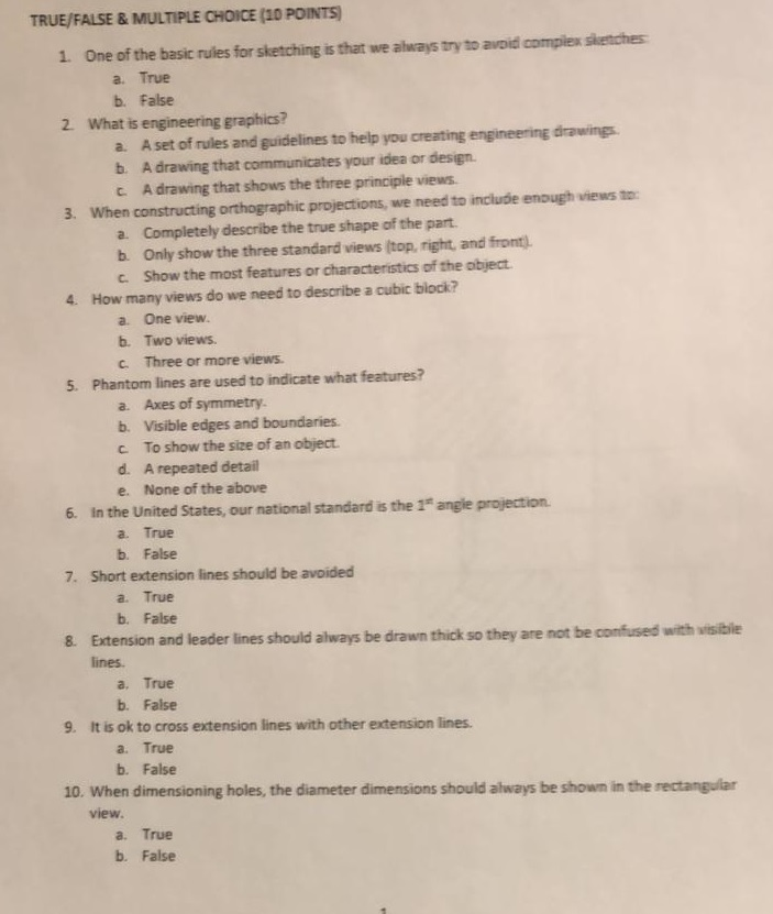 Solved TRUE/FALSE & MULTIPLE CHOICE (10 POINTS) 1. One of | Chegg.com