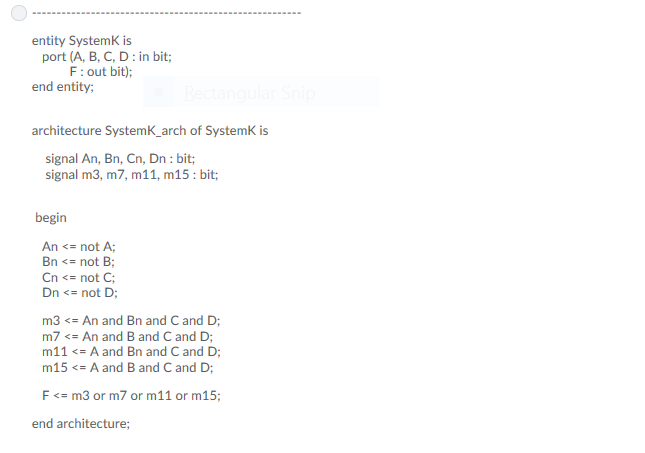 Solved Design A Vhdl Model For The 4 Input Truth Table List 
