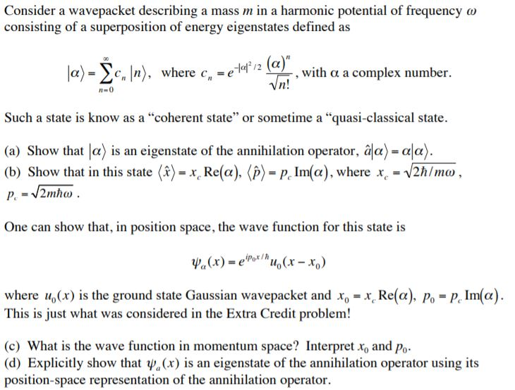 Solved Consider a wavepacket describing a mass m in a | Chegg.com