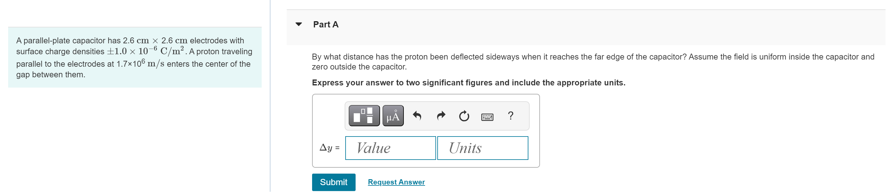 Solved QuestionPart AA parallel-plate capacitor has | Chegg.com