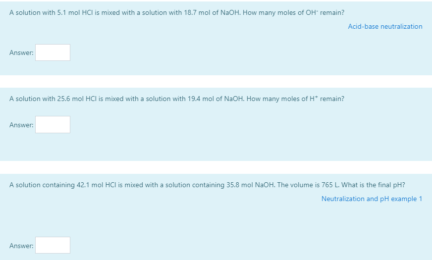 Solved A solution with 5.1 mol HCl is mixed with a solution | Chegg.com