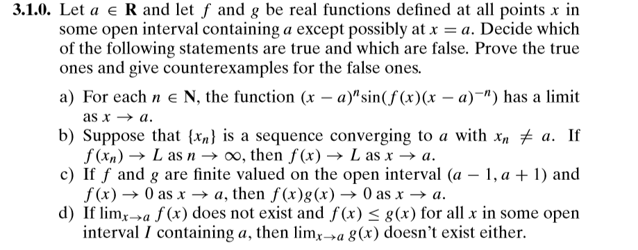 Solved 3 1 0 Let A E R And Let F And G Be Real Functions