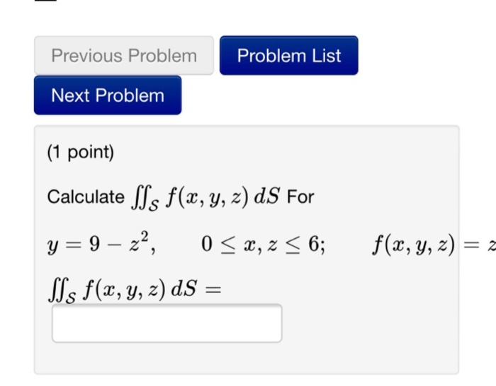 Solved Previous Problenm Problem List Next Problem (1 point) | Chegg.com