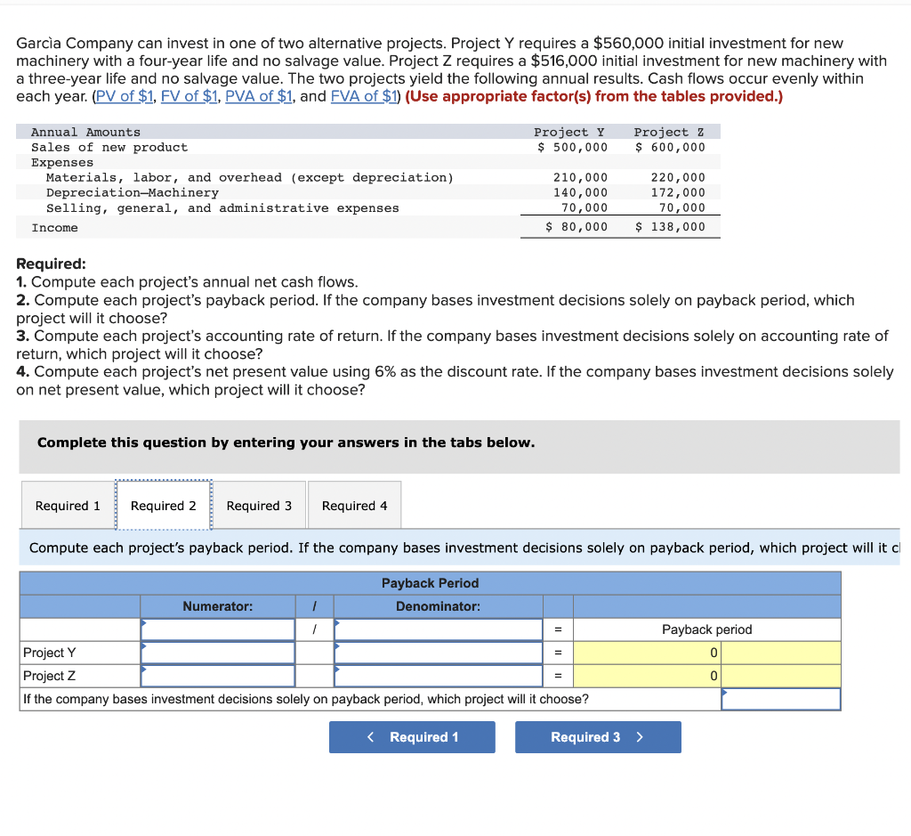 Solved Garcìa Company can invest in one of two alternative | Chegg.com