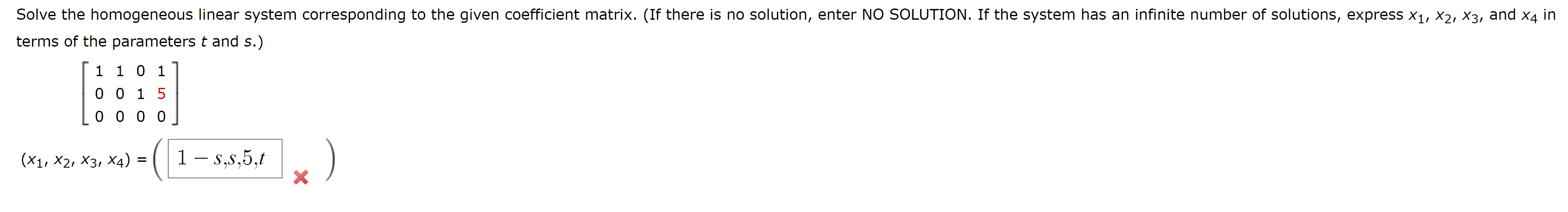 Solved Solve the homogeneous linear system corresponding to | Chegg.com