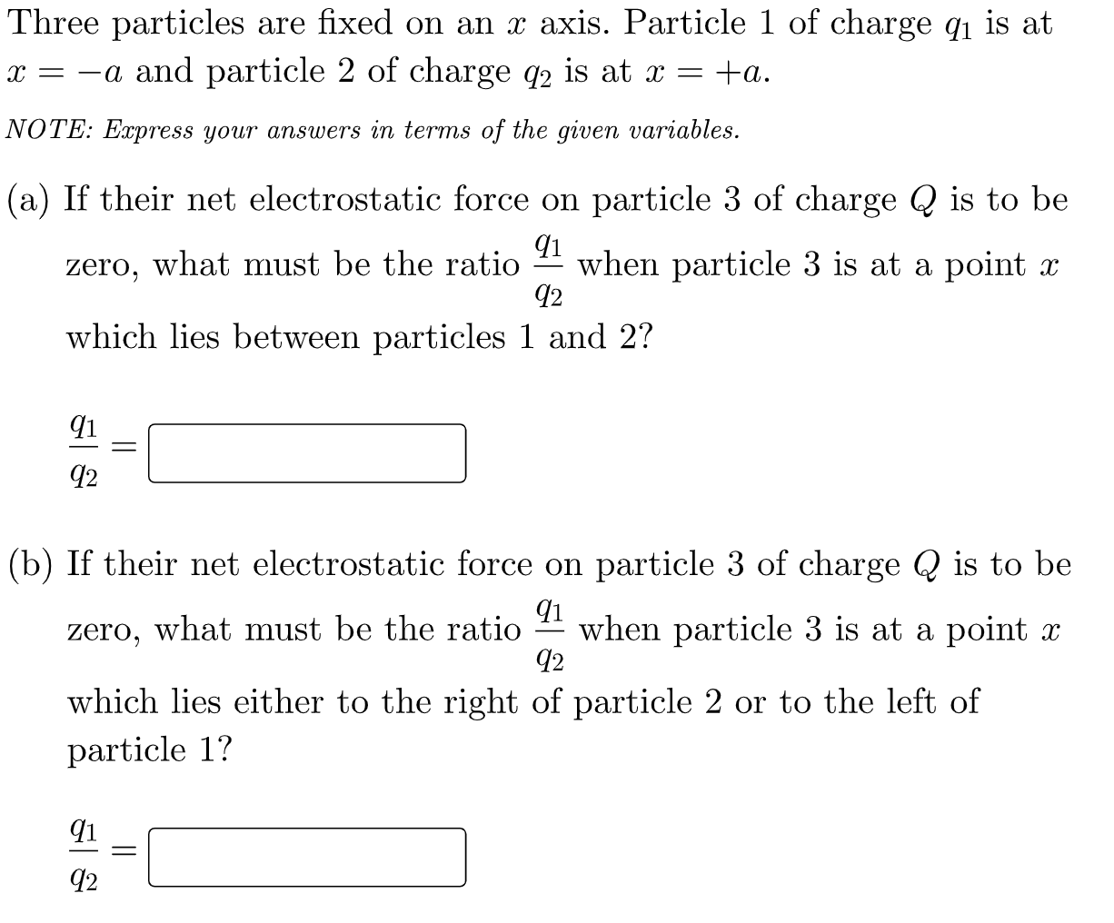 Solved Three particles are fixed on an x axis. Particle 1 of | Chegg.com