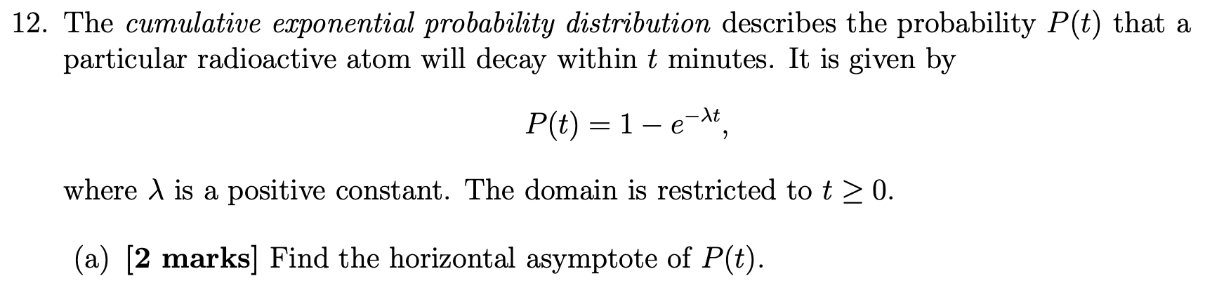 Solved 2. The cumulative exponential probability | Chegg.com