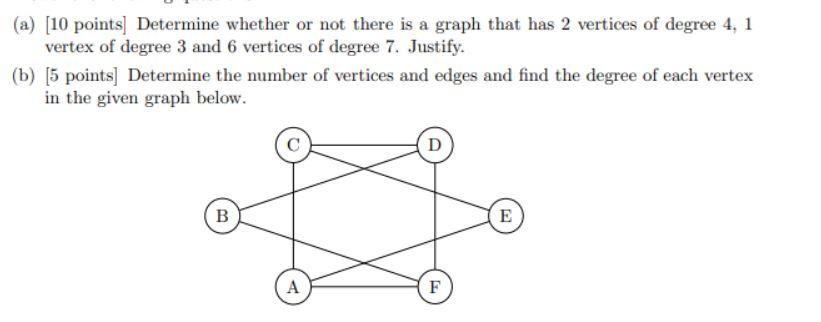 Solved (a) [10 pointsDetermine whether or not there is a | Chegg.com