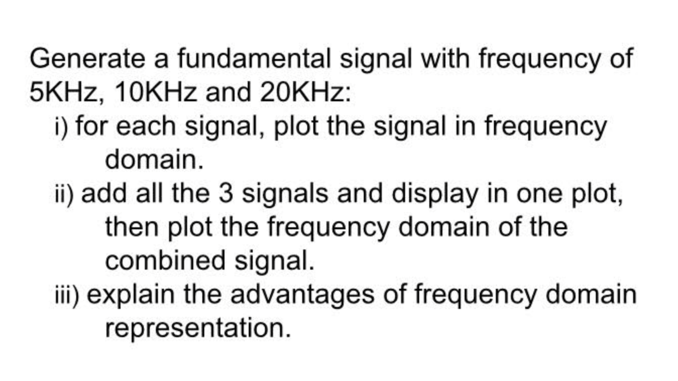 Solved Generate a fundamental signal with frequency of | Chegg.com
