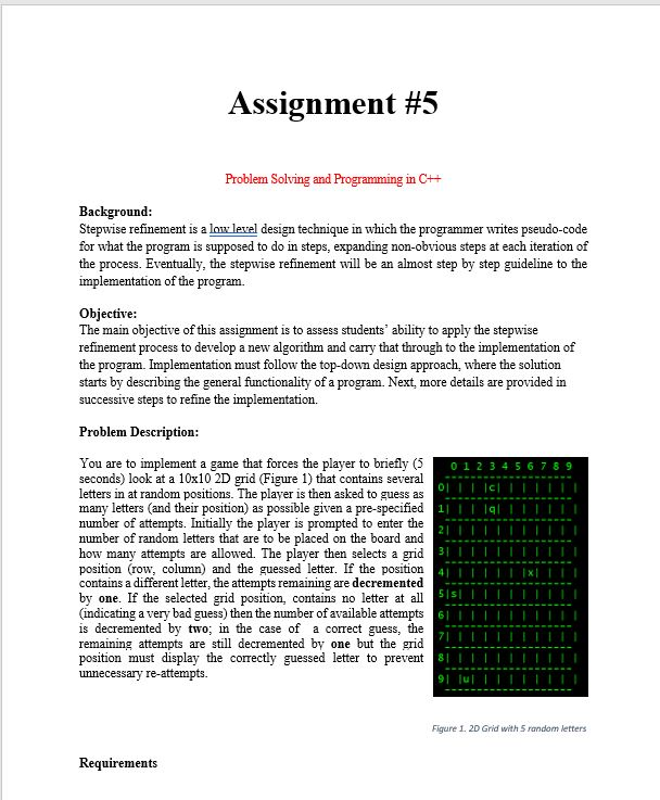 Assignment #5 Problem Solving and Programming in C++ | Chegg.com