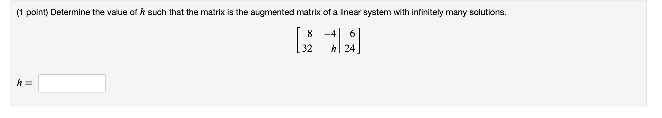 Solved [832−4h624] h= | Chegg.com