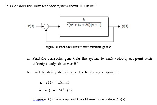 Solved 2.3 Consider the unity feedback system shown in | Chegg.com