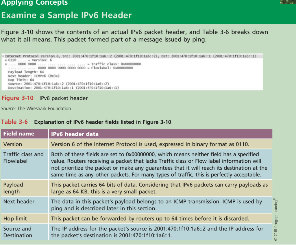 Applying Concepts Examine a Sample IPv6 Header Figure | Chegg.com