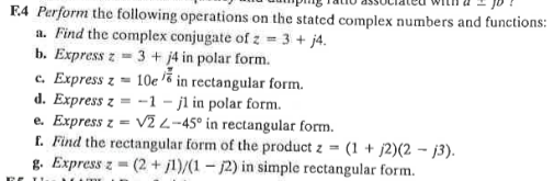 Solved F.4 Perform the following operations on the stated | Chegg.com