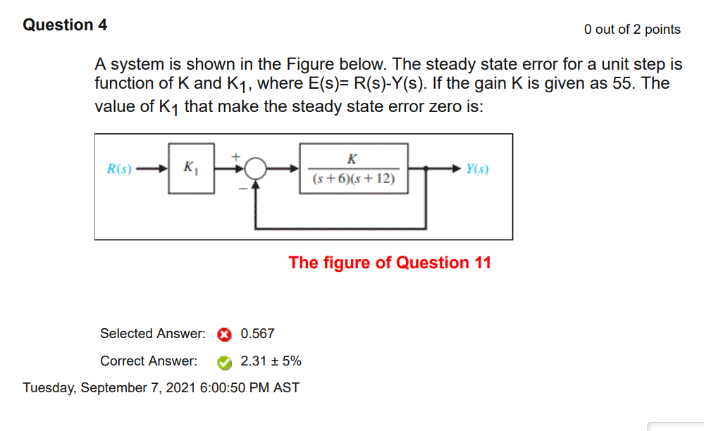 Solved Question 4 0 out of 2 points A system is shown in the | Chegg.com