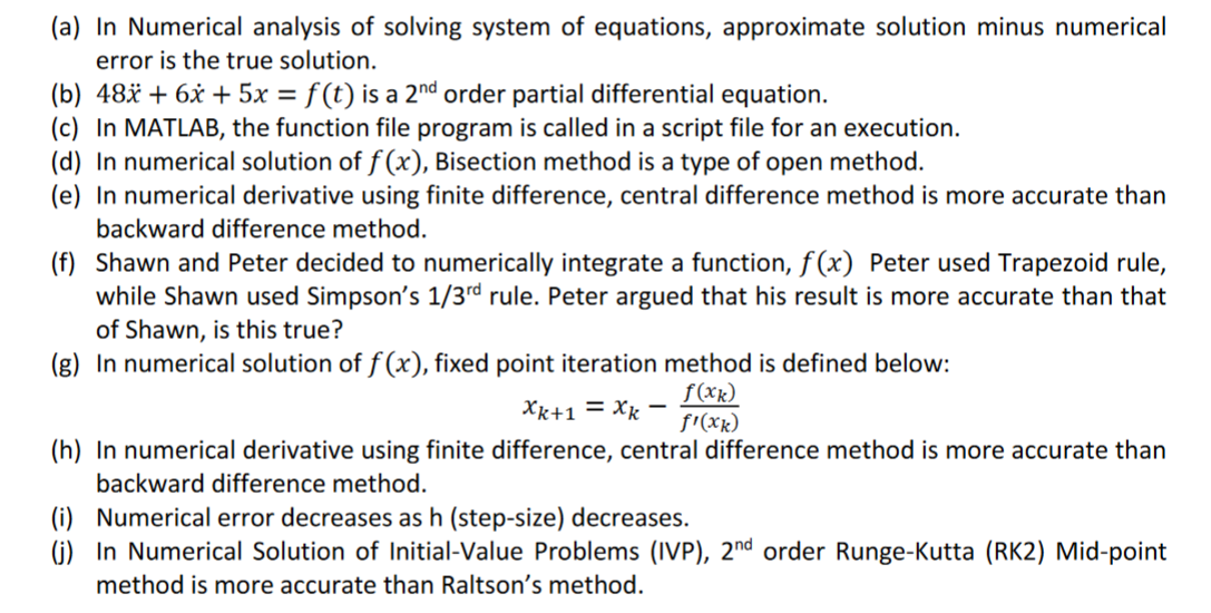 Solved A In Numerical Analysis Of Solving System Of