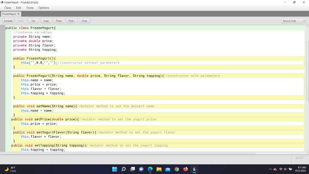 Solved Change the instance variable for the topping to be | Chegg.com
