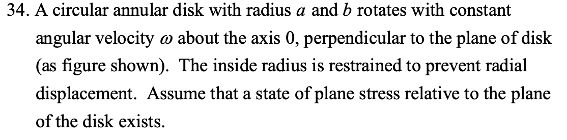 Solved 34. A circular annular disk with radius a and b | Chegg.com