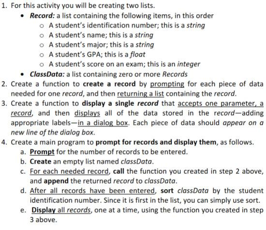 Solved 1. For this activity you will be creating two lists. | Chegg.com