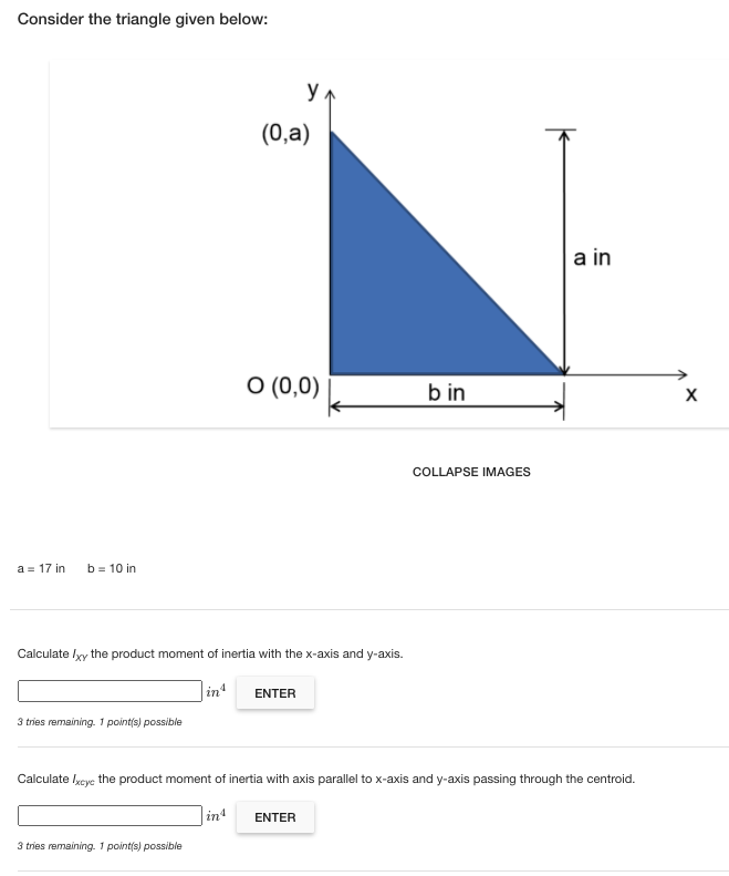 Solved Consider the triangle given below: У (0,a) a in O | Chegg.com