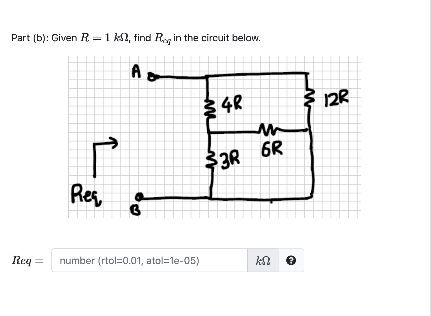 Solved Part (a): Given R=1 k12, find Req in the circuit | Chegg.com