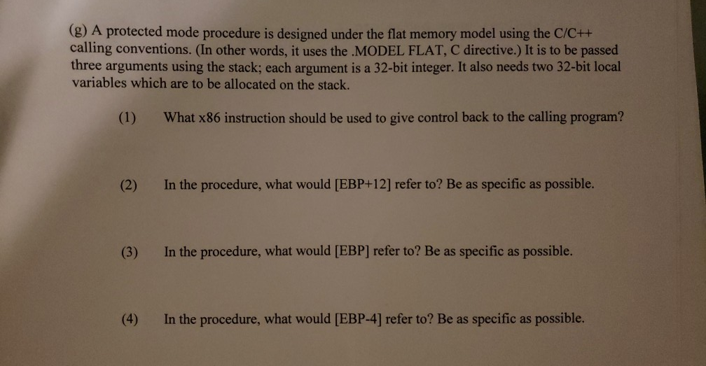 Solved (8) A protected mode procedure is designed under the | Chegg.com