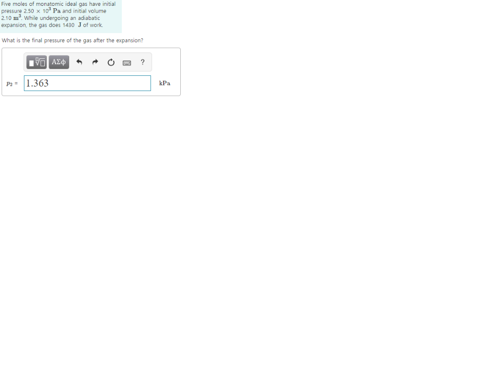 Solved Five moles of monatomic ideal gas have initial | Chegg.com