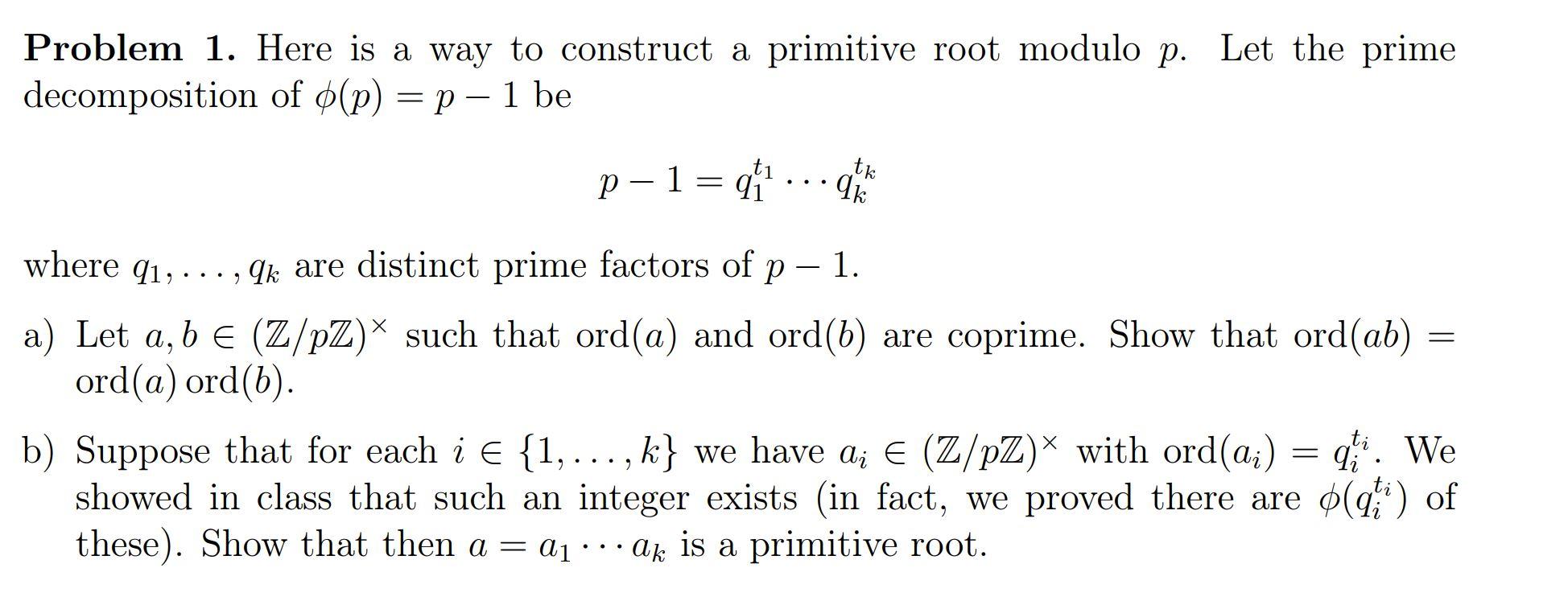 Solved Problem 1. Here is a way to construct a primitive | Chegg.com