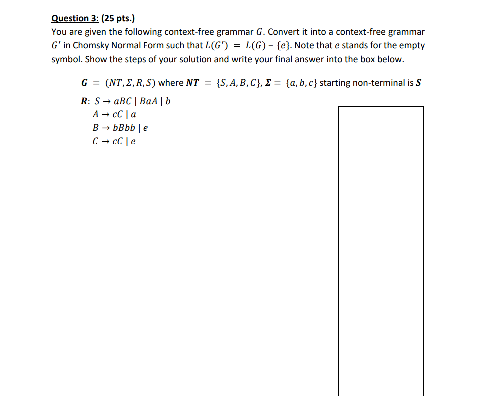 Solved Question 3: (25 pts.) You are given the following | Chegg.com