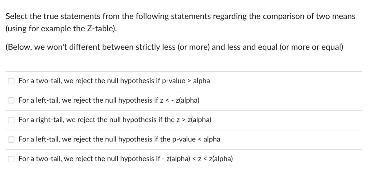 Solved Select the true statements from the following | Chegg.com