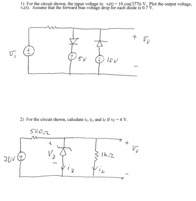 Solved l), Forthe circuit shown, the input voltage is: vdt = | Chegg.com