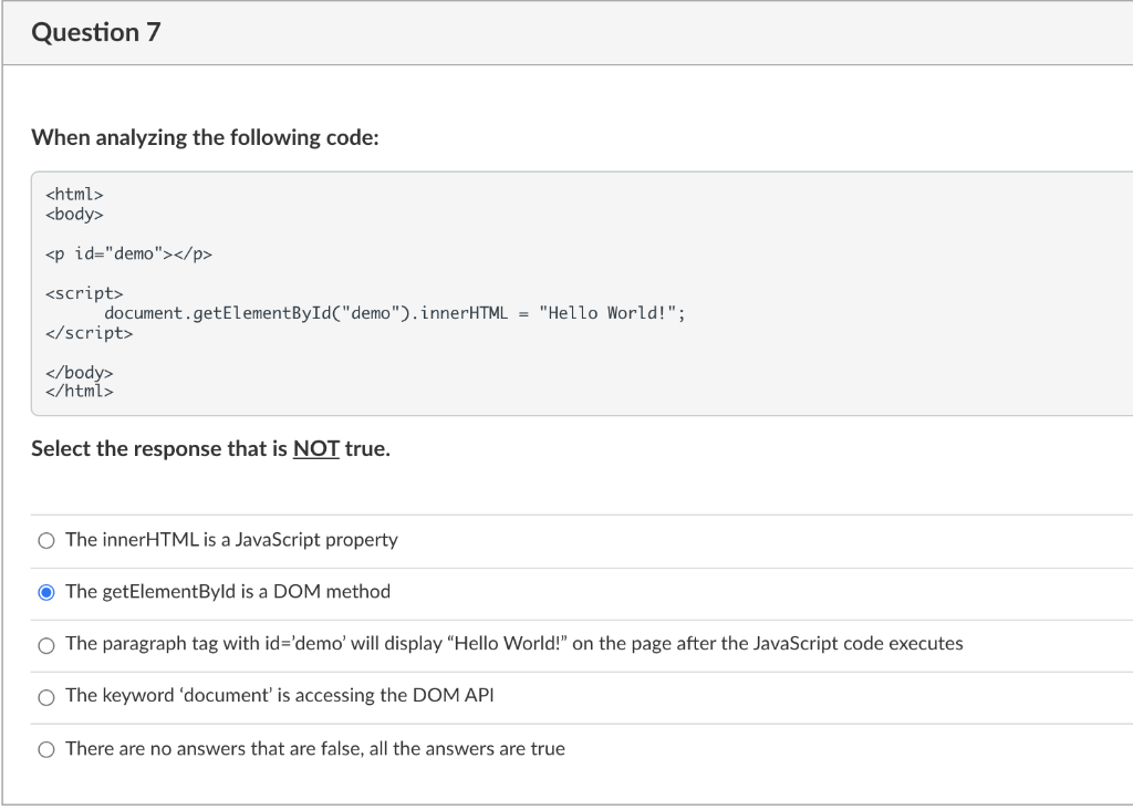 Solved Question 7 When analyzing the following code:
