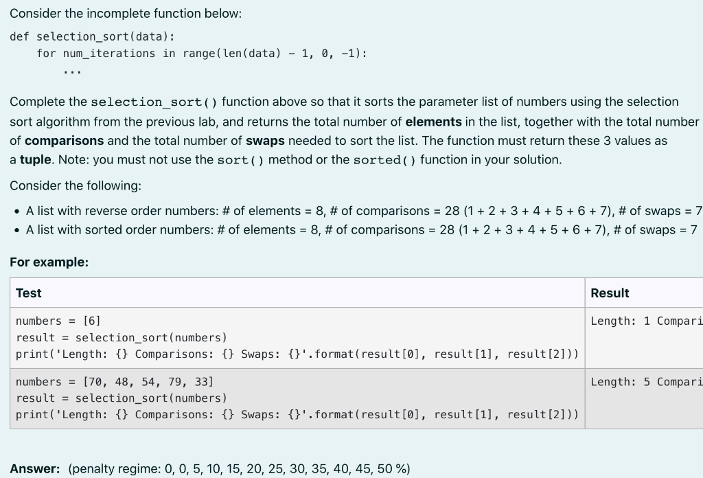 Solved Consider the incomplete function below: def | Chegg.com