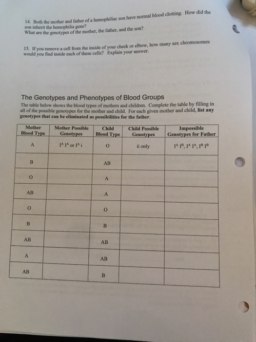 Solved 14. Both son inherit the hemophilia gene? What are | Chegg.com